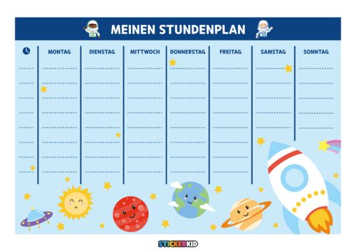 Schulanfang: Stundenplan für Kinder zum Ausdrucken - Blog