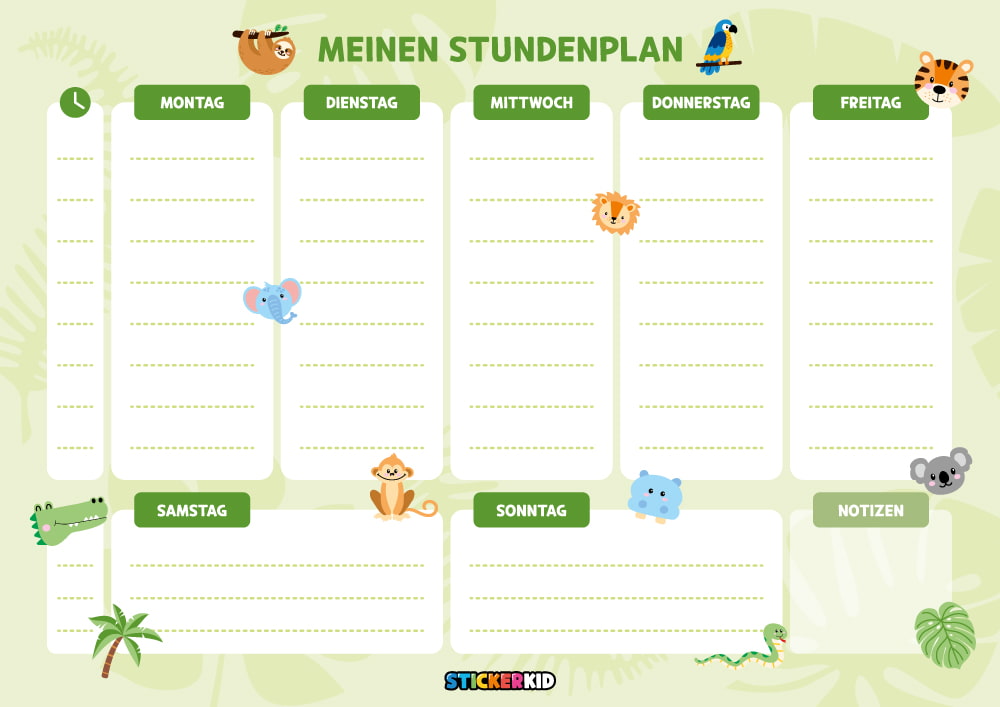 Schulanfang: Stundenplan für Kinder zum Ausdrucken - Blog